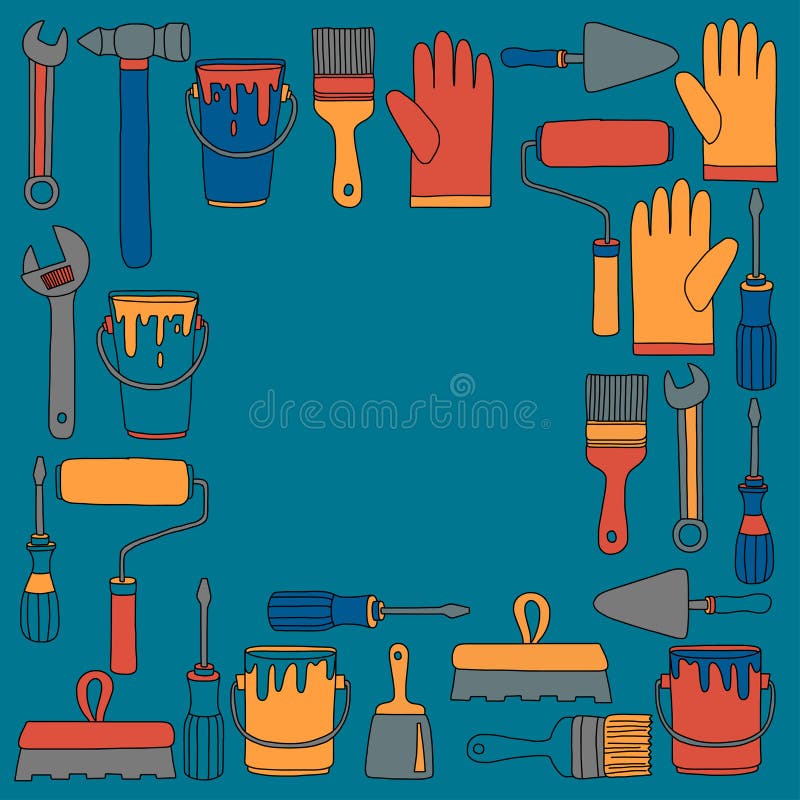 Repair and Renovation Tools Hand Drawn Vector Icons Stock Vector ...