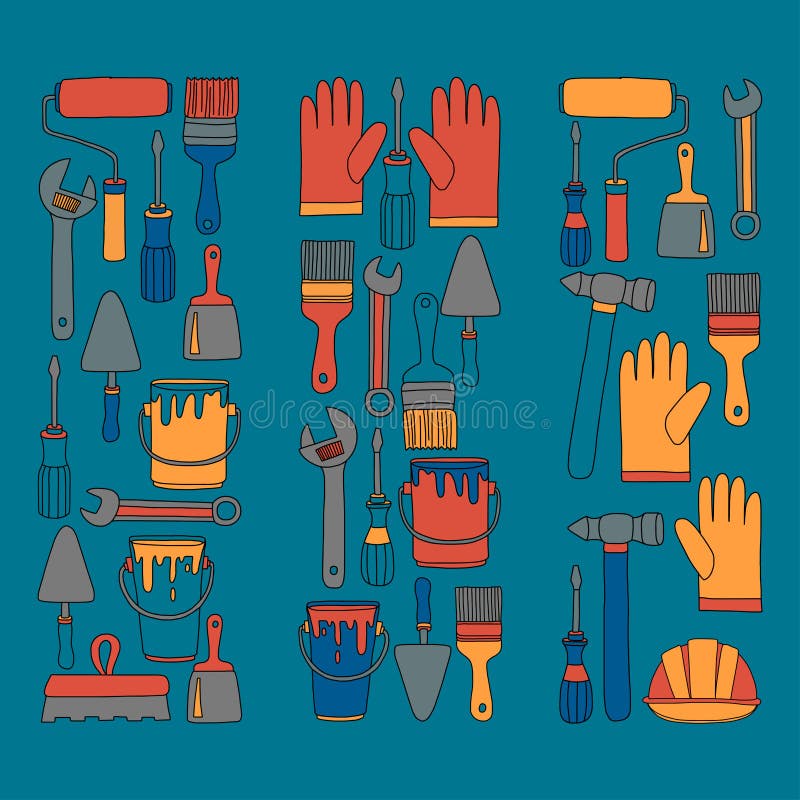 Repair and Renovation Tools Hand Drawn Vector Icons Stock Vector ...