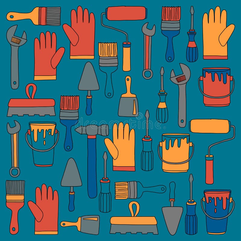 Repair and Renovation Tools Hand Drawn Vector Icons Stock Vector ...