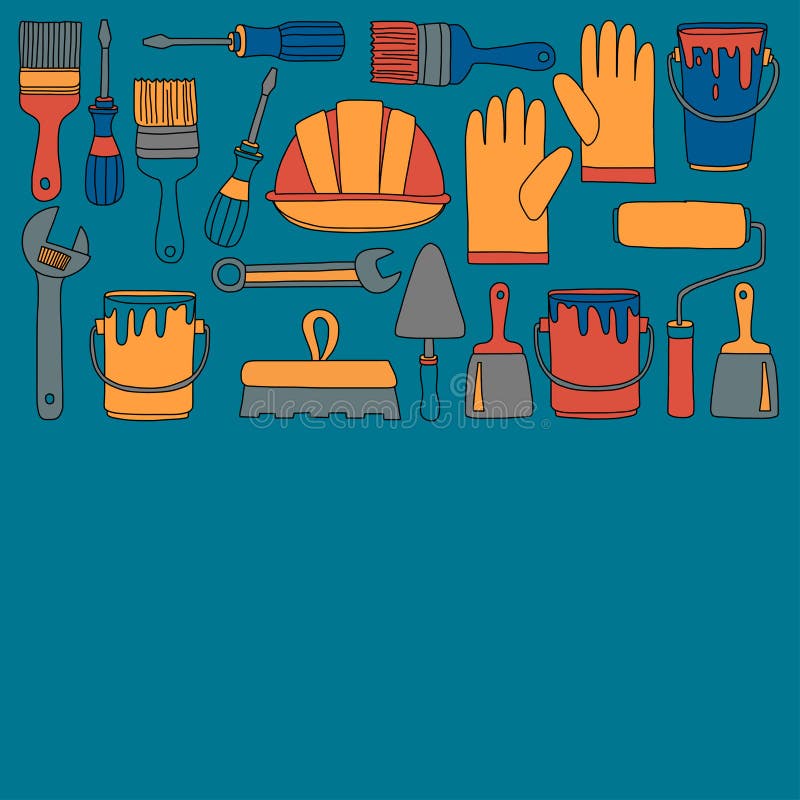 Repair and Renovation Tools Hand Drawn Vector Icons Stock Vector ...