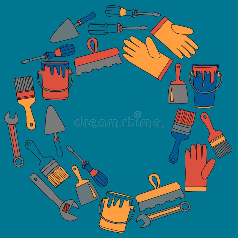 Repair and Renovation Tools Hand Drawn Vector Icons Stock Vector ...