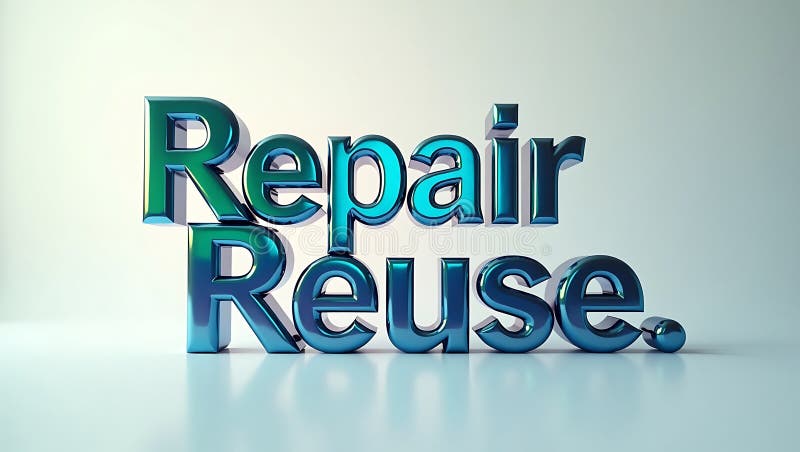 Repair and Reuse Message in a Shiny Blue Text Design Stock Illustration ...