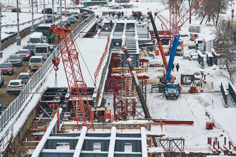 Repair Road Bridge in Winter Editorial Photography - Image of roadway ...