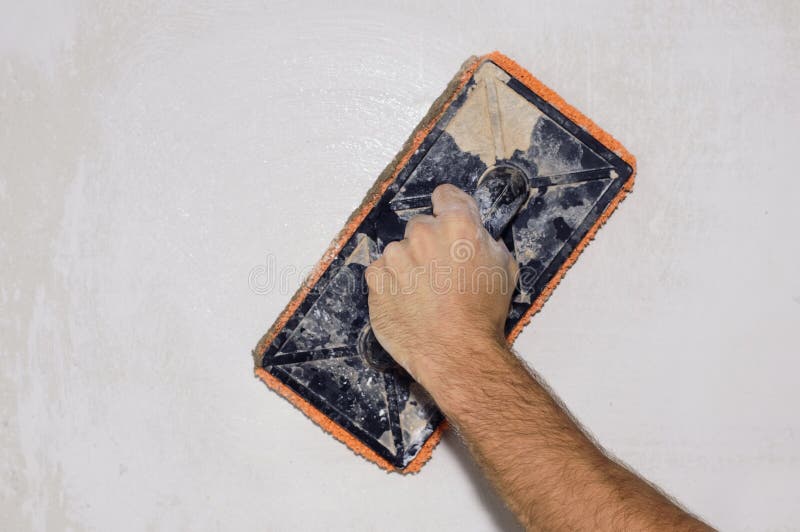 Repair Rooms, Smoothing Plastered Walls, Construction Sponge Stock ...