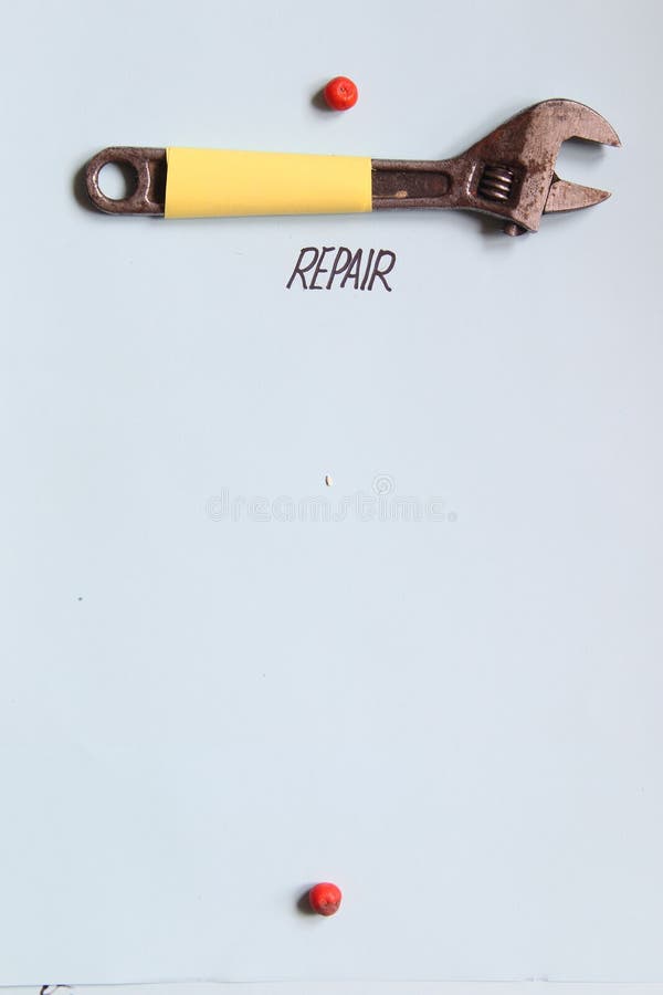 Repair Service Background, Retro Wrench and Text, Art Style Stock Image ...
