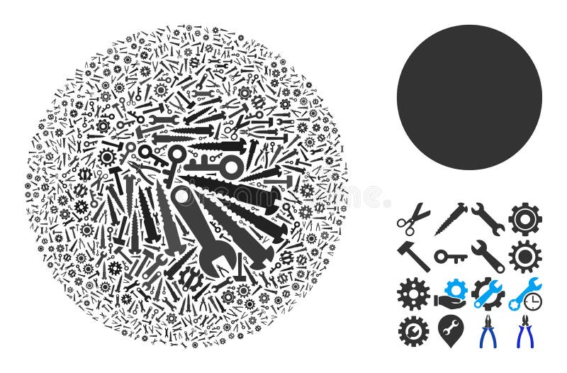 Mosaic Circle of Service Tools Stock Vector - Illustration of nucleus ...