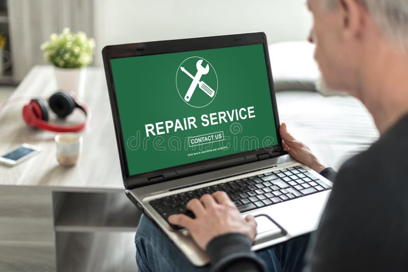 Repair Service Concept on a Laptop Screen Stock Image - Image of laptop ...