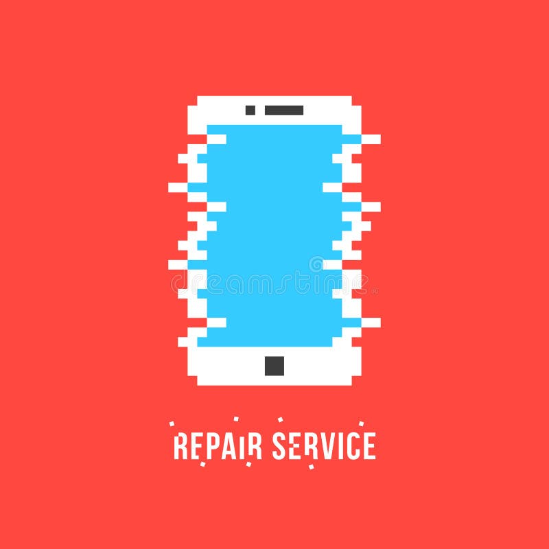 Repair Service Logotype with White Pixel Phone Stock Vector ...