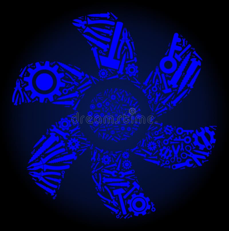 Mosaic Rotor of Repair Tools in Blue Colors Stock Vector - Illustration ...
