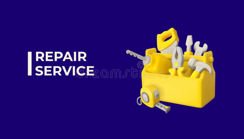 Repair Service Vector 3d Web Banner Stock Vector - Illustration of sign ...