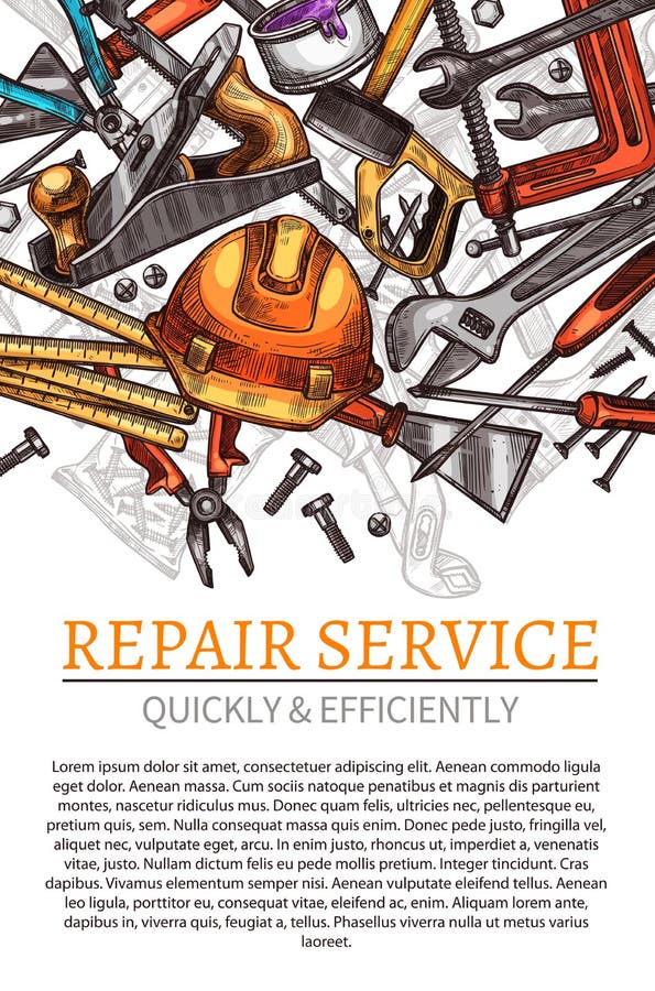 Work Tools Vector Poster for Repair Service Stock Vector - Illustration ...