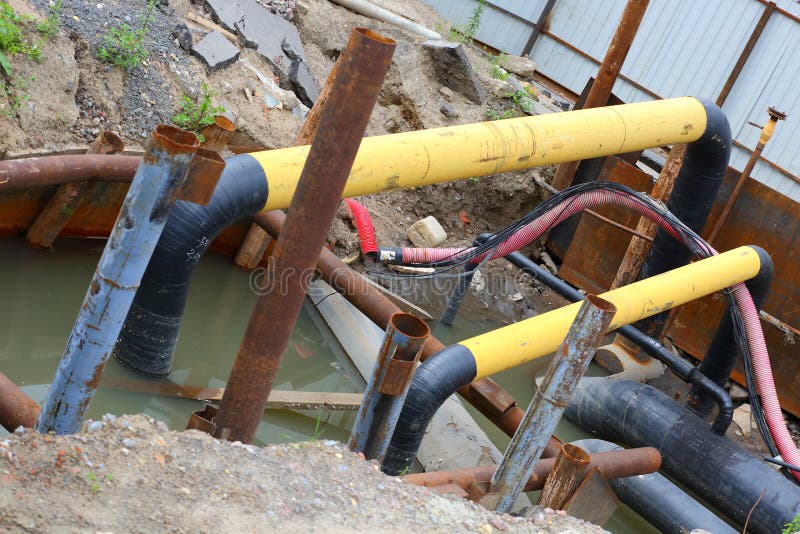 Repair of sewer pipes stock photo. Image of sewer, sewerage - 121421142