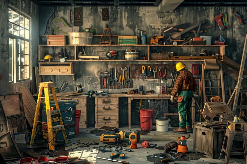 A Repair Team is Busy at Work Using Various Tools and Materials To ...