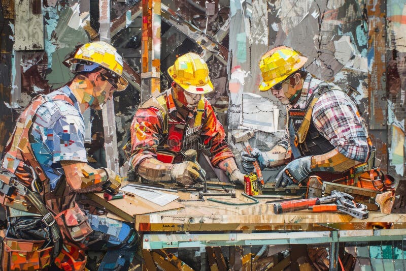 A Repair Team is Focused on Their Work at the Construction Site, Using ...