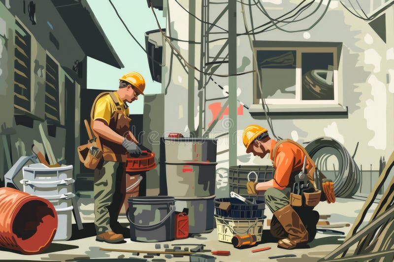 A Repair Team Utilizes Various Tools and Materials To Address ...