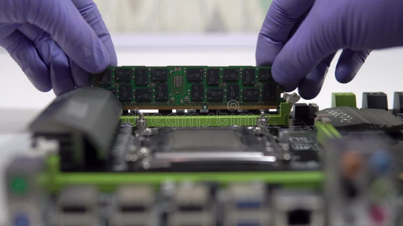 RAM Socket on the Motherboard Stock Video - Video of module, digital ...