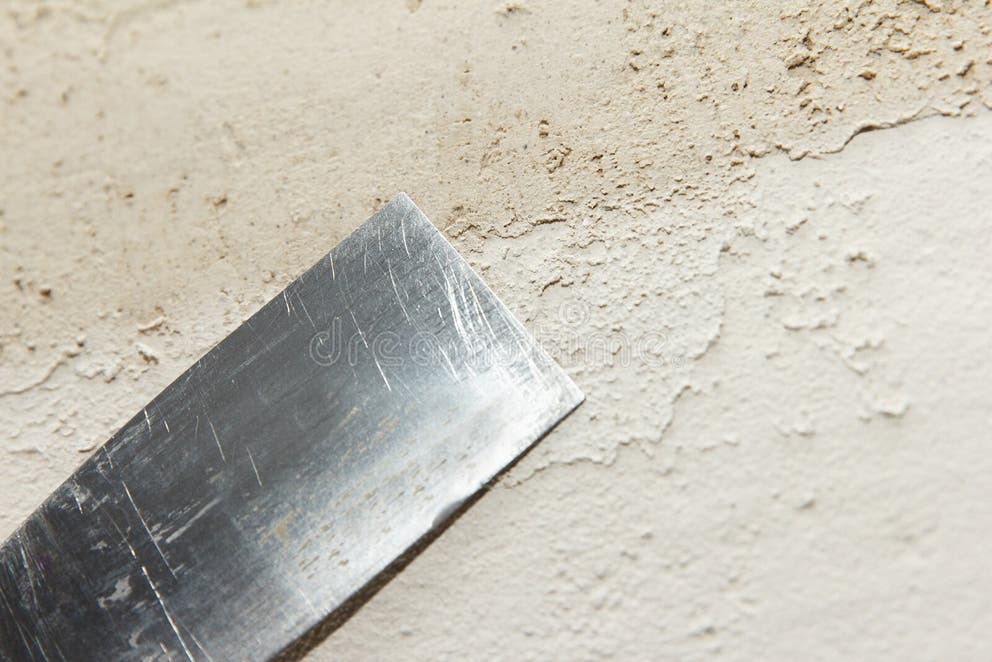 Repair, Construction Process of Patching the Wall with a Spatula Stock ...