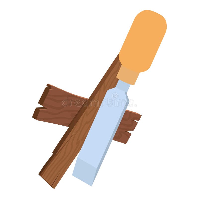 Repair Tool Icon Isometric Vector. Carpentry Chisel Instrument and Wood ...
