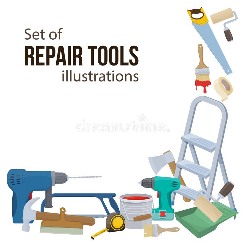 Repair tool illustration stock vector. Illustration of monochrome ...
