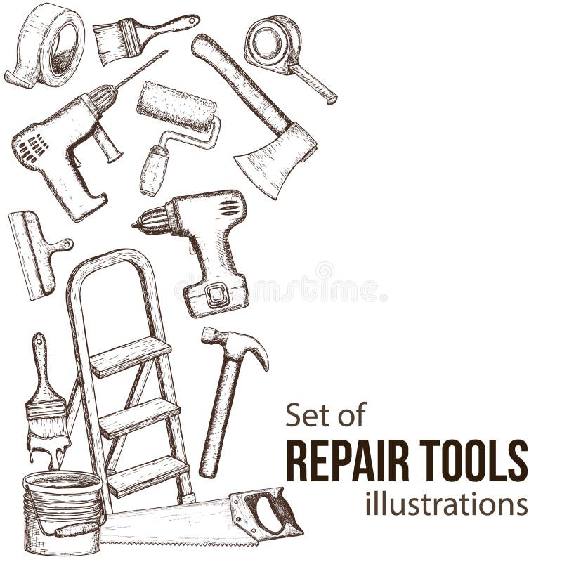 Repair tool illustration stock vector. Illustration of draw - 101871388