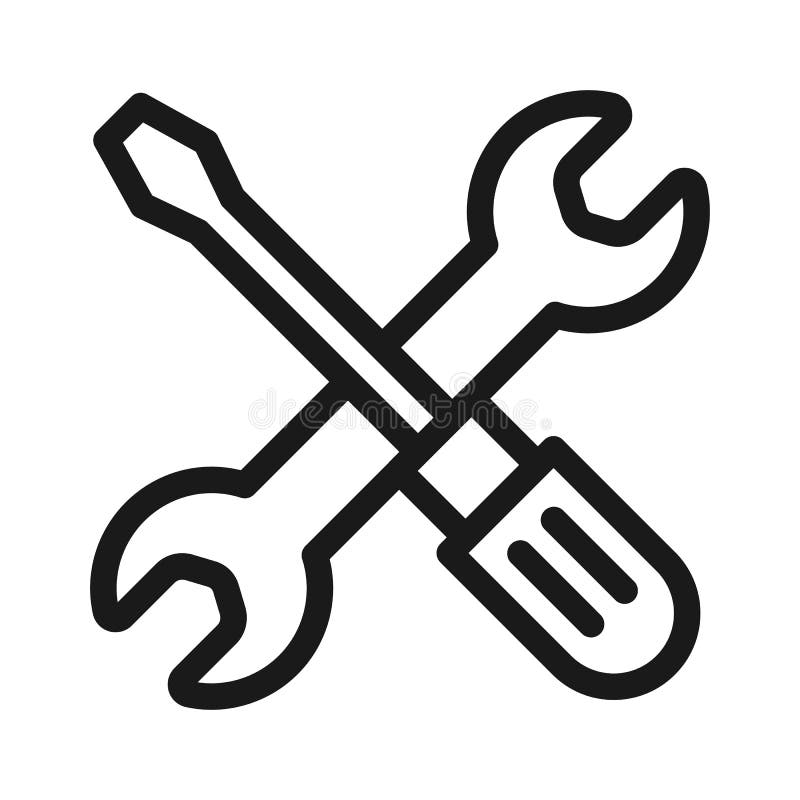Repair Tool Line Icon. Screwdriver and Wrench Vector Illustration Stock ...