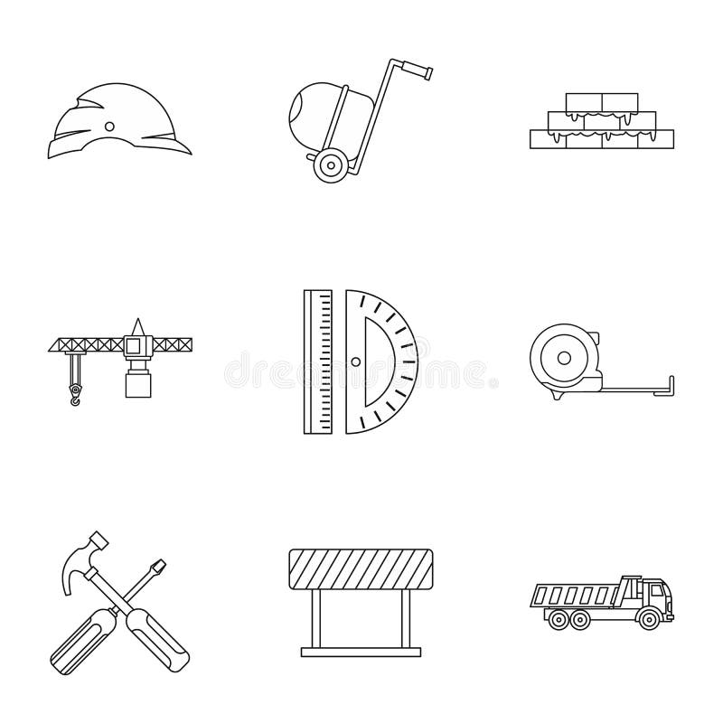 Repair Tools Icons Set, Outline Style Stock Vector - Illustration of ...