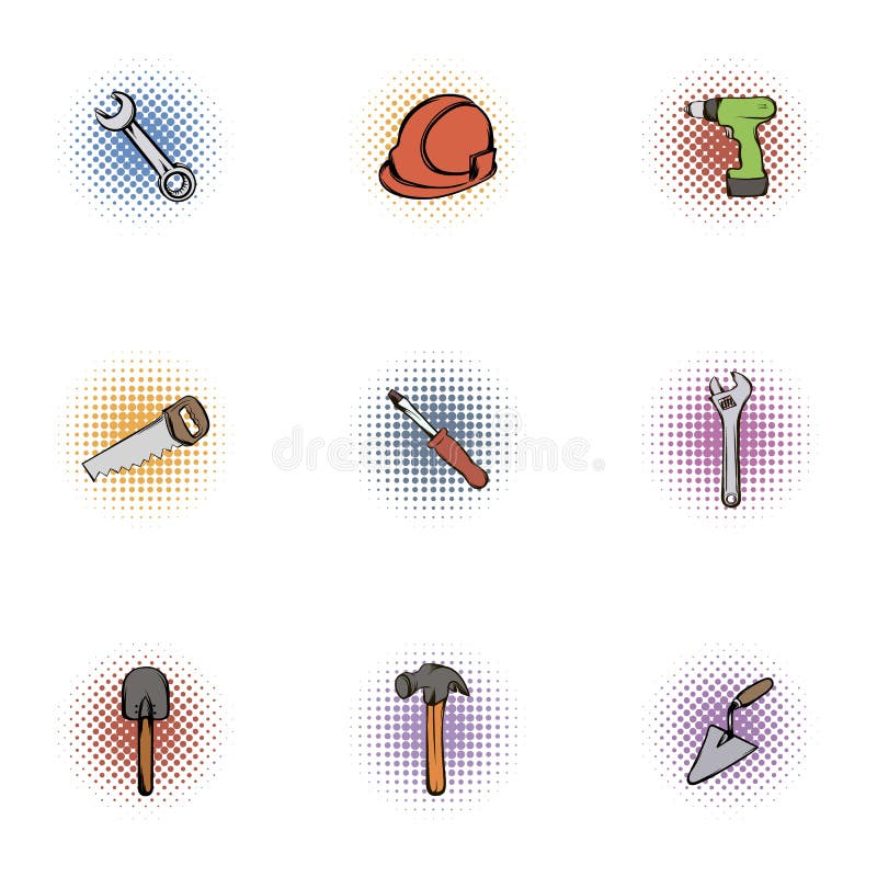 Repair Tools Icons Set, Pop-art Style Stock Vector - Illustration of ...