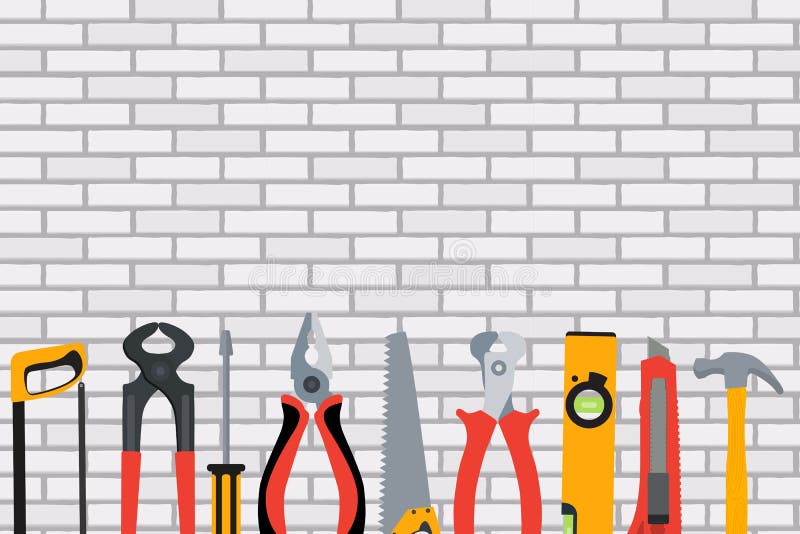 Repair Tools and Instruments on Brick Wall Vector Illustration B Stock ...