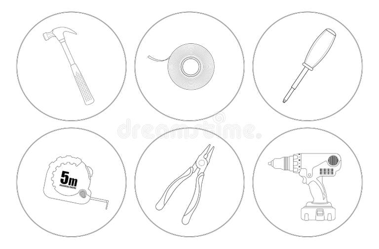 Tools Line Art Stock Illustrations – 24,151 Tools Line Art Stock ...