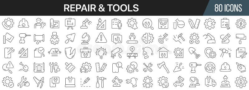 Repair and Tools Line Icons Collection. Big UI Icon Set in a Flat ...