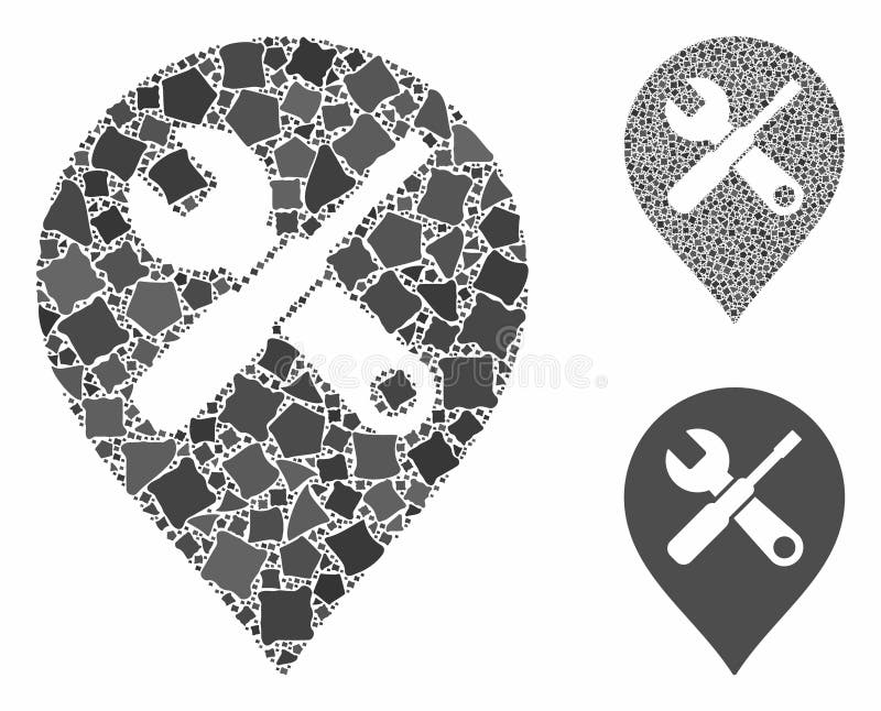 Repair Tools Map Marker Mosaic Icon of Rugged Items Stock Illustration ...