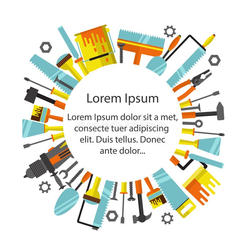 Repair Tools Round Text Border Stock Vector - Illustration of carpenter ...