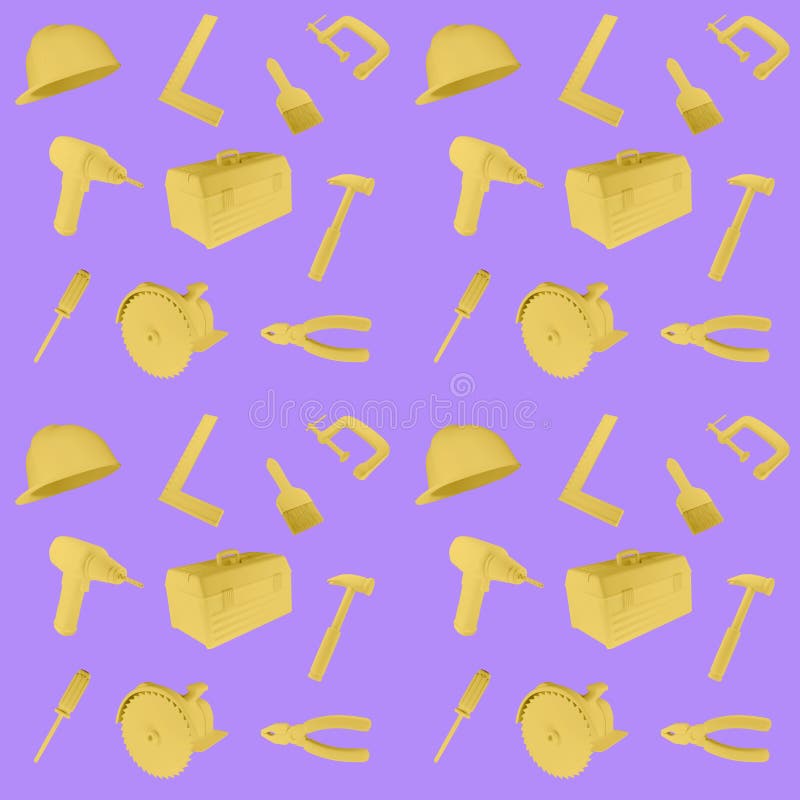 Repair Tools Seamless Pattern on Purple Background. Stock Illustration ...