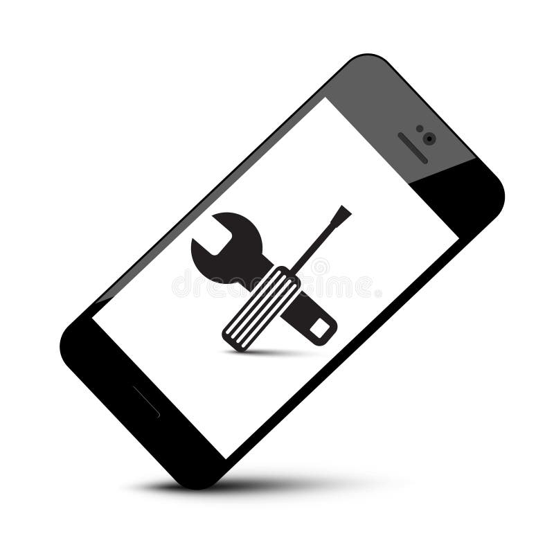 Tools Symbol on Mobile Phone Icon Stock Vector - Illustration of wrench ...
