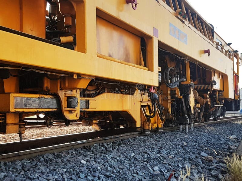 Repair Train on the Railway in Modern Train Structure Background ...
