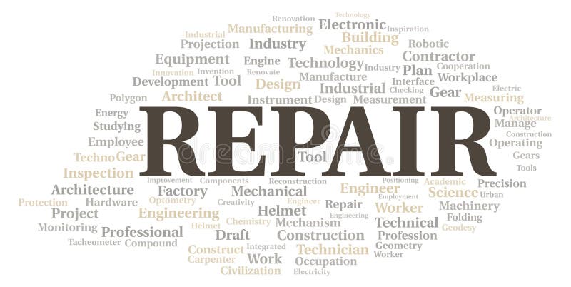 Repair Typography Word Cloud Create with the Text only Stock ...
