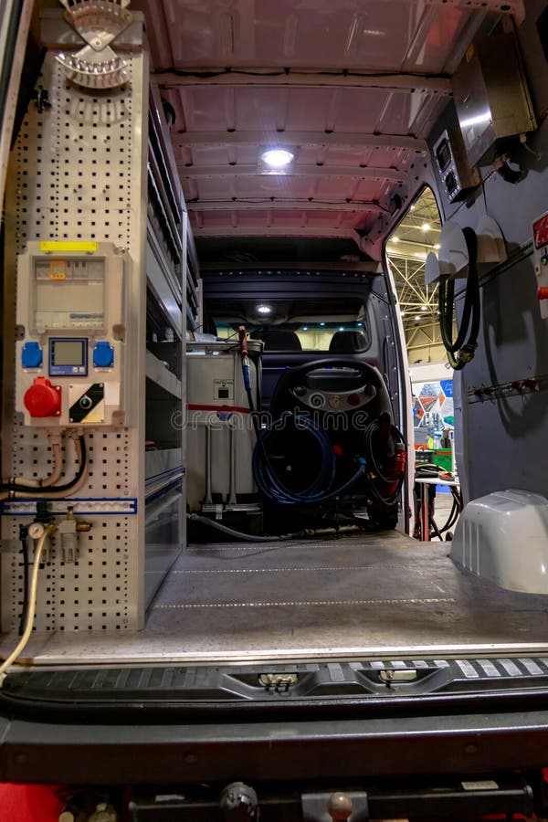 Repair Vehicle Based on a Covered Van Stock Photo - Image of assistance ...