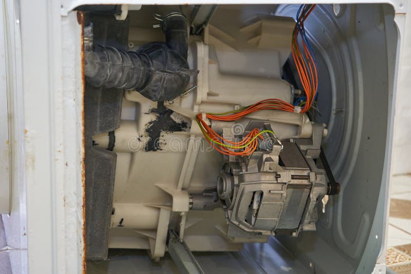 Engine in the Washing Machine, Repair of a Washing Machine, a View of a ...