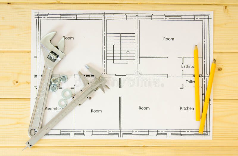 Repair Work. Drawings for Building and Caliper Stock Image - Image of ...
