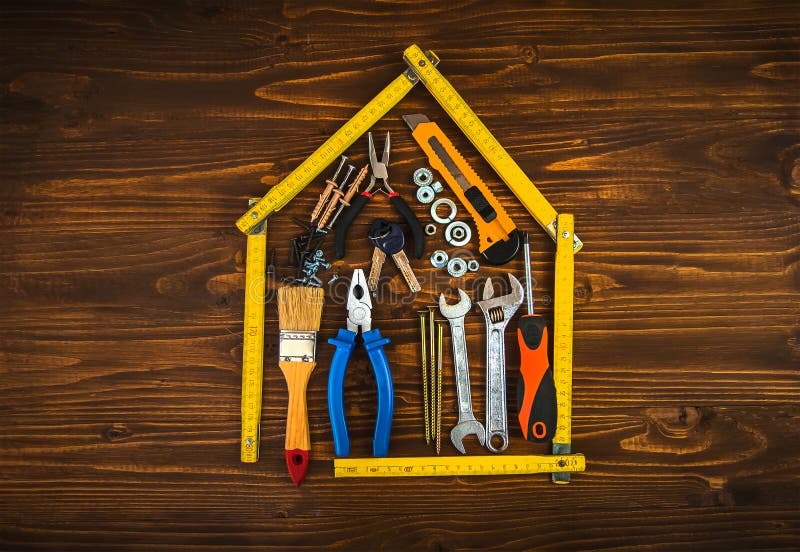 Repair Work of a House with Tools. Selective Focus Stock Image - Image ...