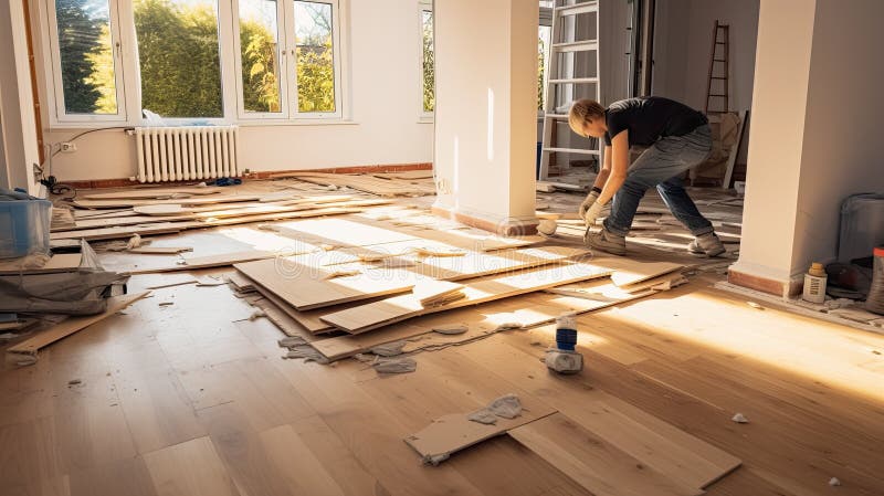 Repair Work in the House. Floor Replacement Stock Photo - Image of ...