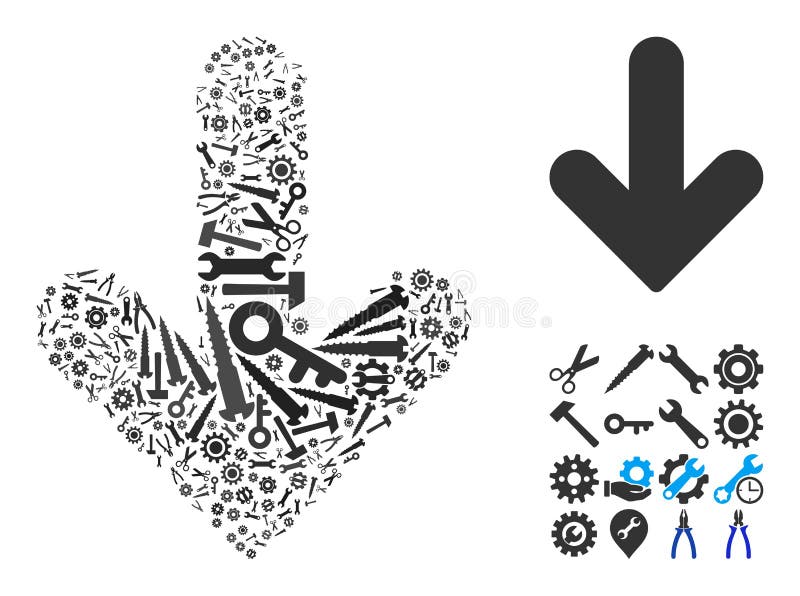 Collage Arrow Down of Repair Tools Stock Vector - Illustration of ...