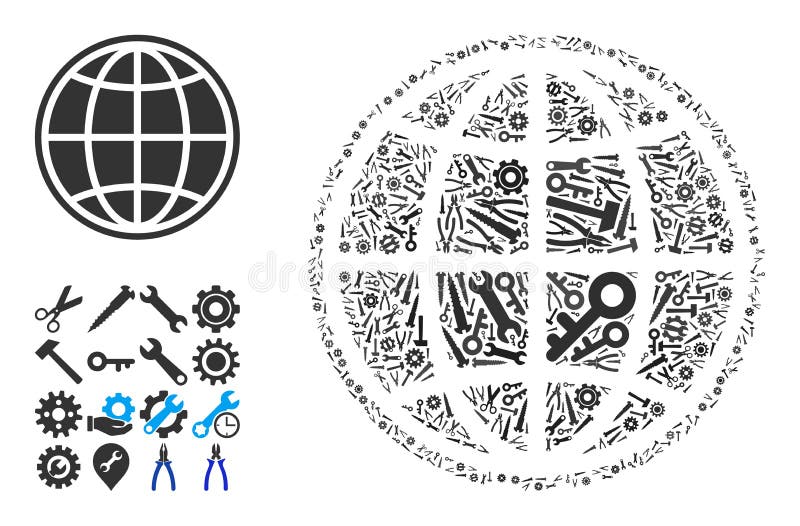 Collage Internet of Service Tools Stock Vector - Illustration of ...