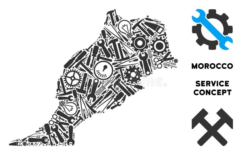 Collage Morocco Map of Repair Tools Stock Vector - Illustration of ...