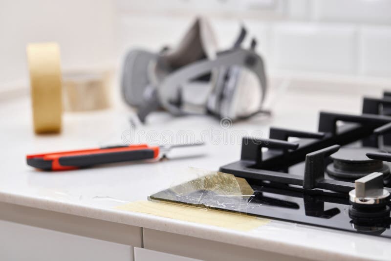 Chip on the Glass-ceramic Surface of the Stove Stock Photo - Image of ...