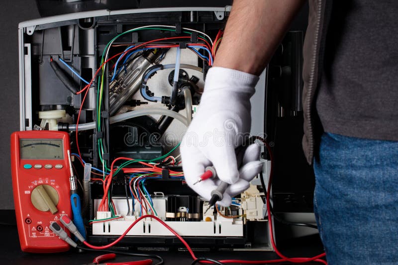 Repairing a Coffee Machine S Internal Components Stock Photo - Image of ...