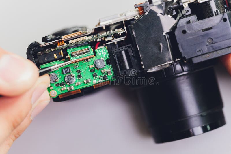Repairing Digital Single Lens Reflex Camera, Isolated. Stock Image ...