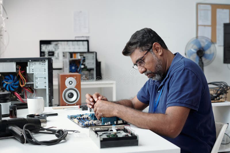 Repairing Electronic Devices in Modern Laboratory Stock Image - Image ...