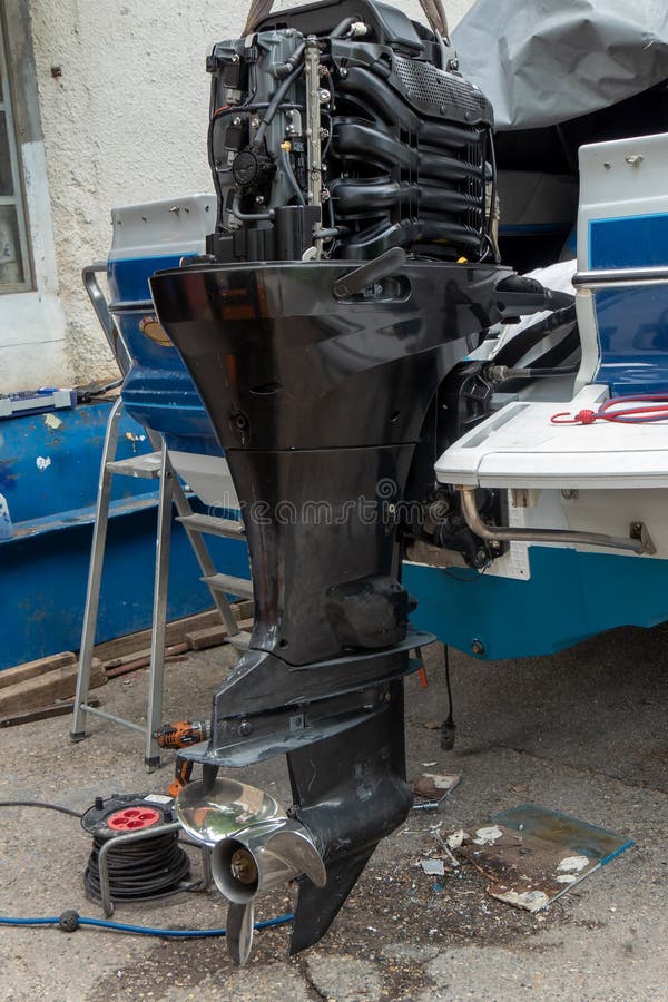 Repairing of Engine of Motorboat Stock Image - Image of marine, engine ...