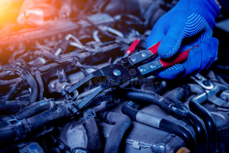 Repairing Engine at Service Station. Car Repair Stock Photo - Image of ...